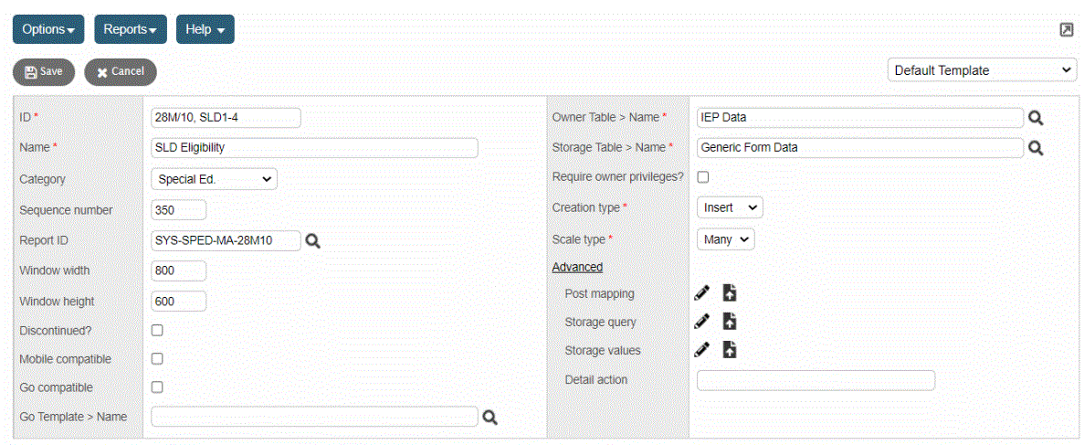 Define or Edit the Details of an IEP Form